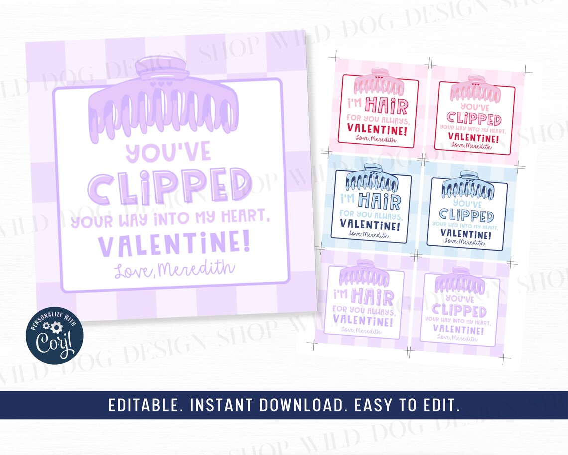 Clipped My Heart | Claw Clip for Hair | Valentine's Day | Gift Tag ...
