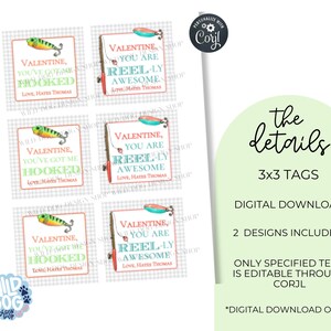 Fishing Valentine's Day Gift Tag | Editable Kids Valentine (instant ...