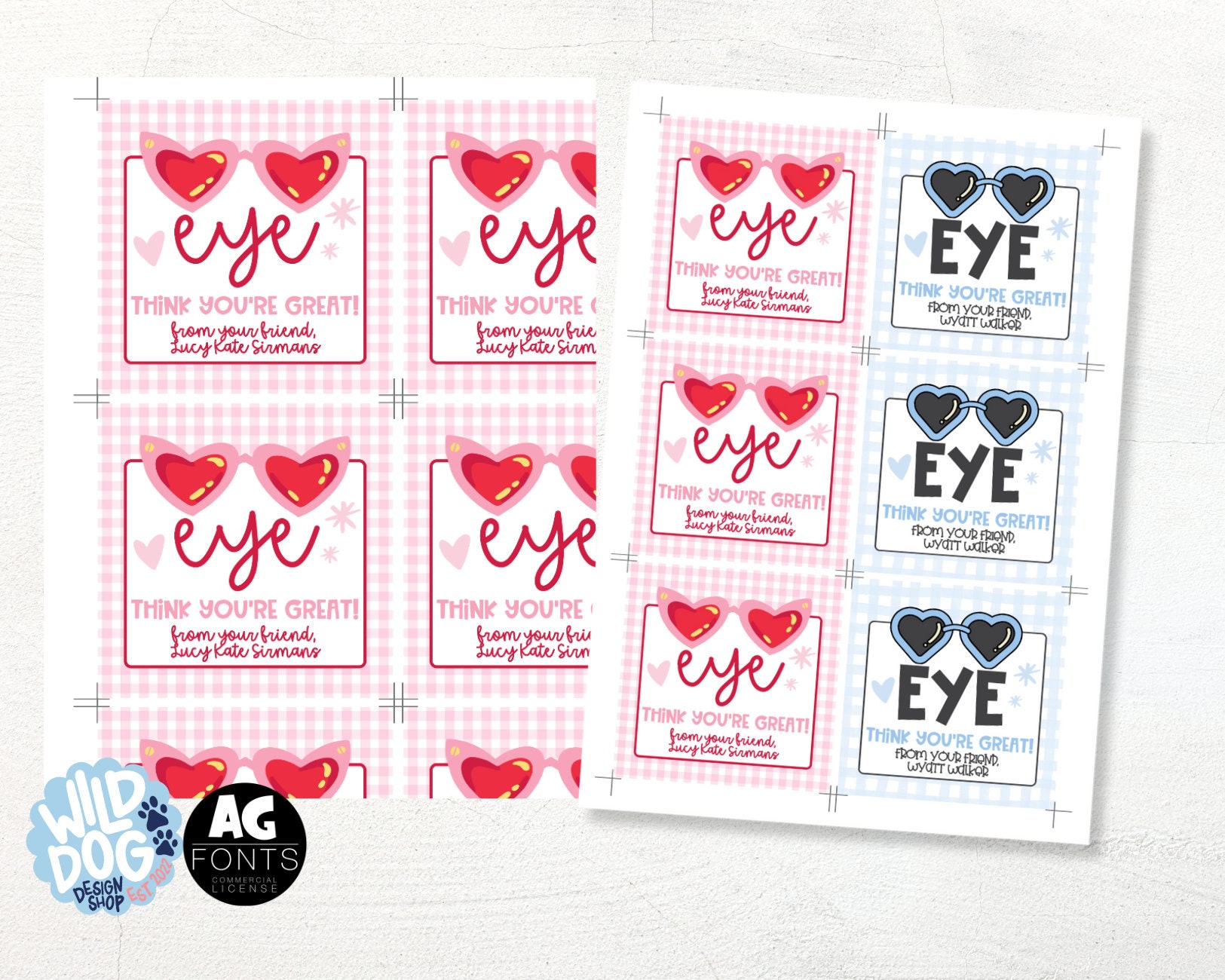 Eye Think You're Great | Heart Sunglasses Valentine's Day | Gift Tag ...