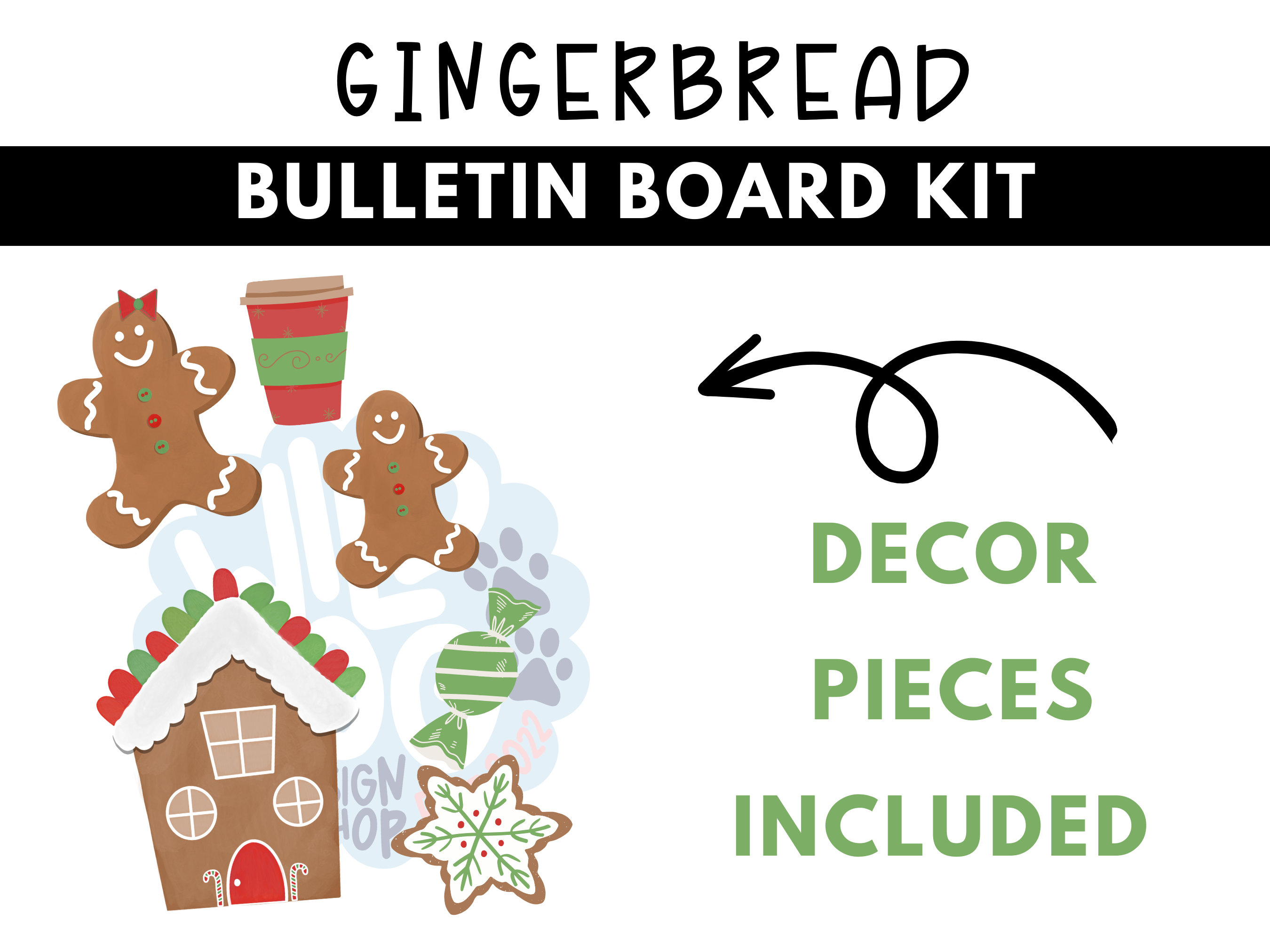 Gingerbread Bulletin Board Kit | Christmas | Digital Download | DIY - Etsy