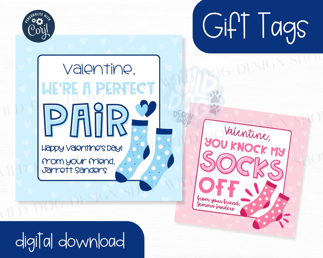 Knock My Socks off | Perfect Pair | Socks Valentine's Day | Gift Tag ...