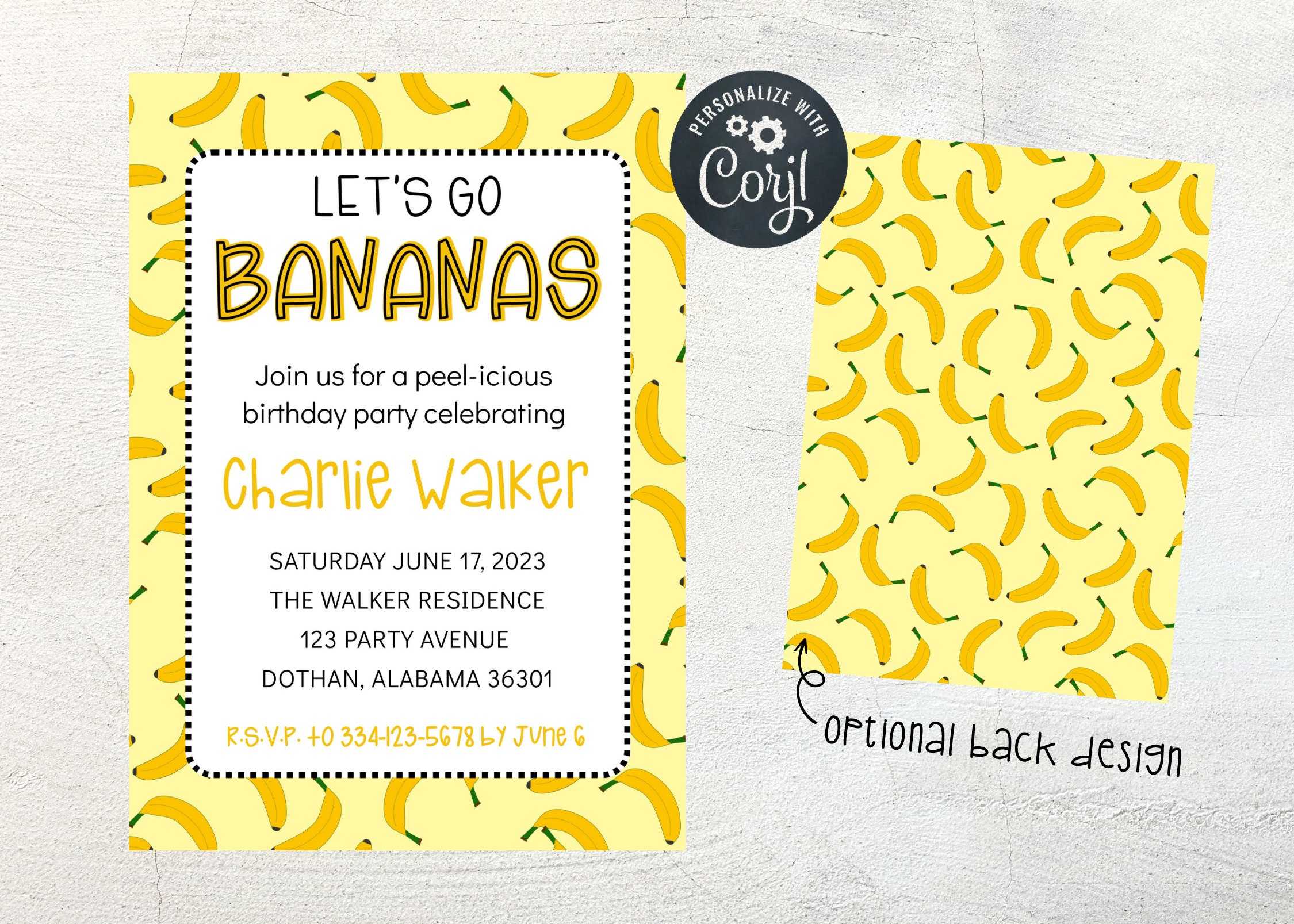 Let's Go Bananas | Birthday Party Invitation | Editable Instant ...