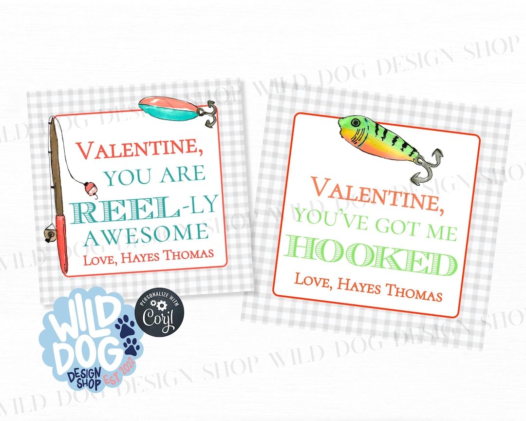Hooked Valentine | Reel-ly Awesome | Fishing Valentine's Day | Gift Tag ...