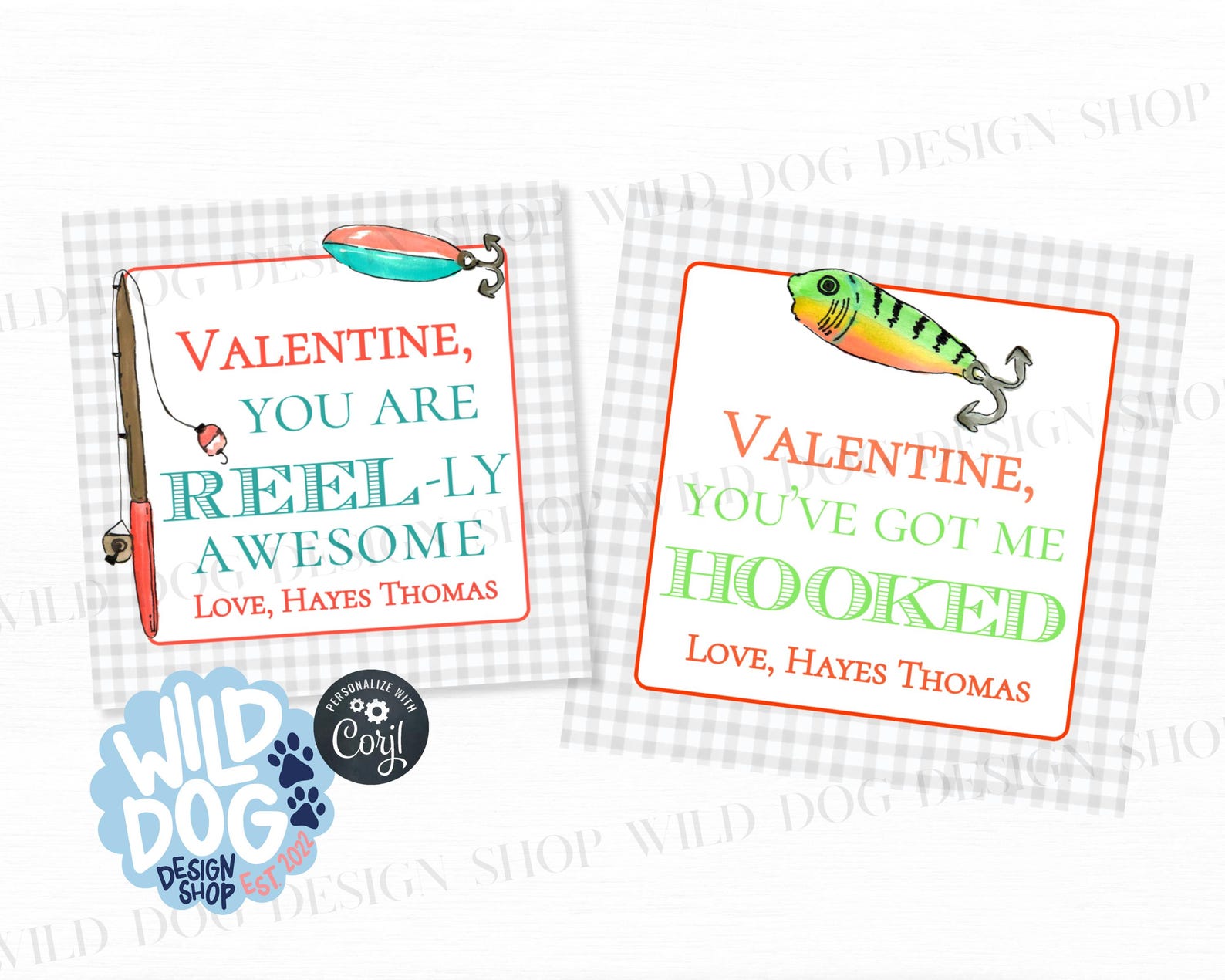 Fishing Valentine's Day Gift Tag | Editable Kids Valentine (instant ...