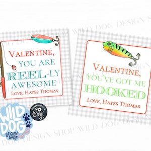 Fishing Valentine's Day Gift Tag | Editable Kids Valentine (instant ...