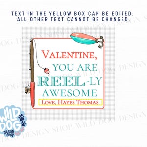 Fishing Valentine's Day Gift Tag | Editable Kids Valentine (instant ...