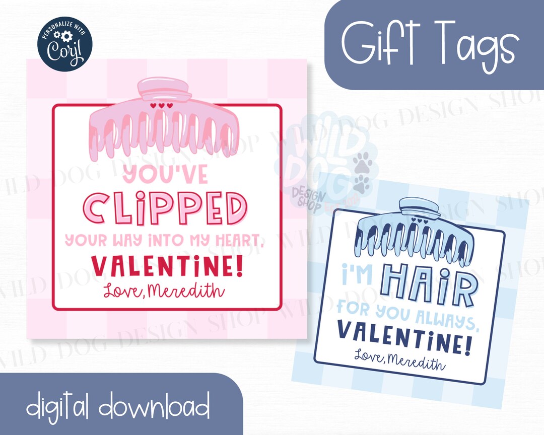 Clipped My Heart | Claw Clip for Hair | Valentine's Day | Gift Tag ...