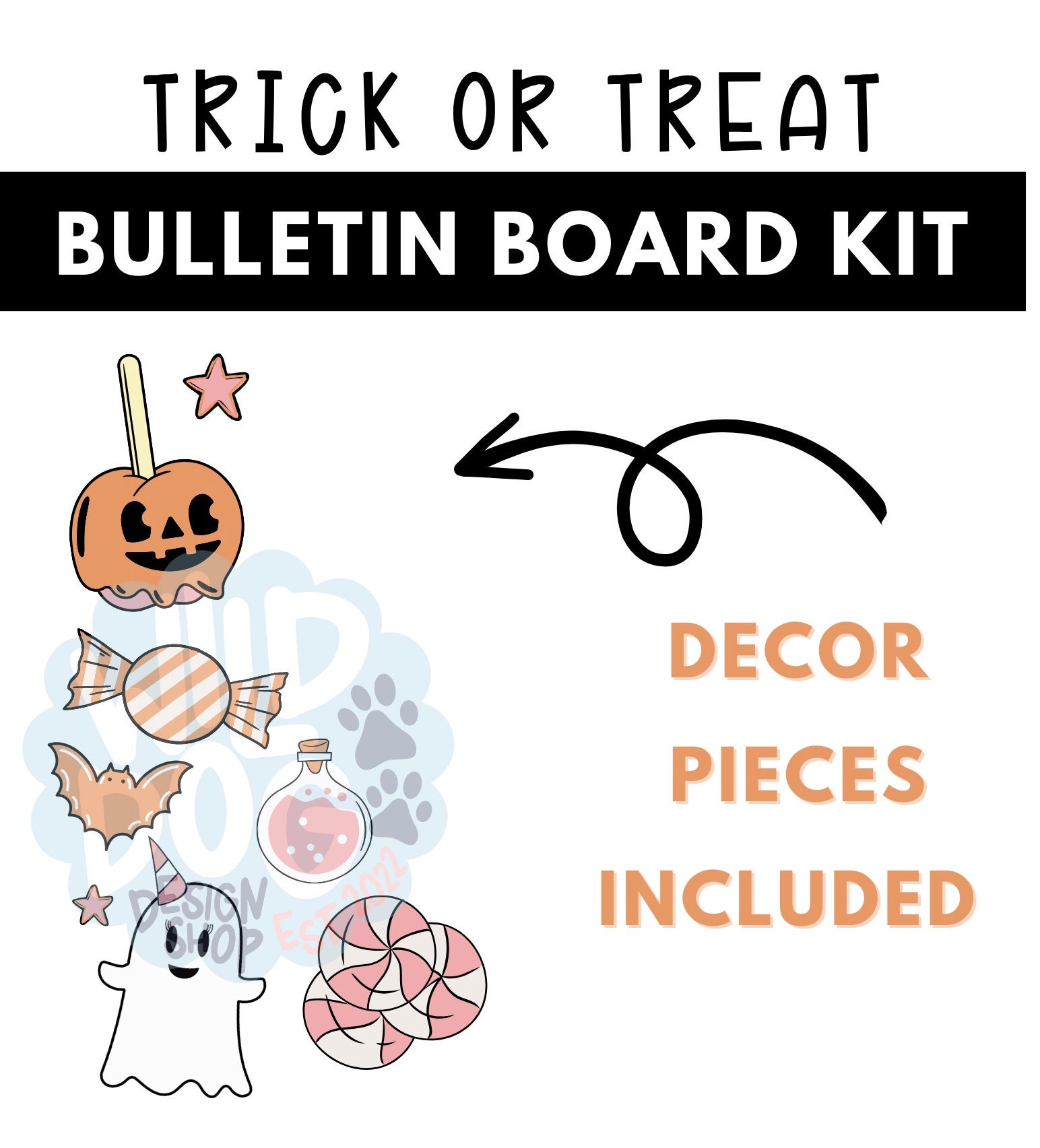 Trick or Treat Bulletin Board Kit | Halloween | Digital Download | DIY ...