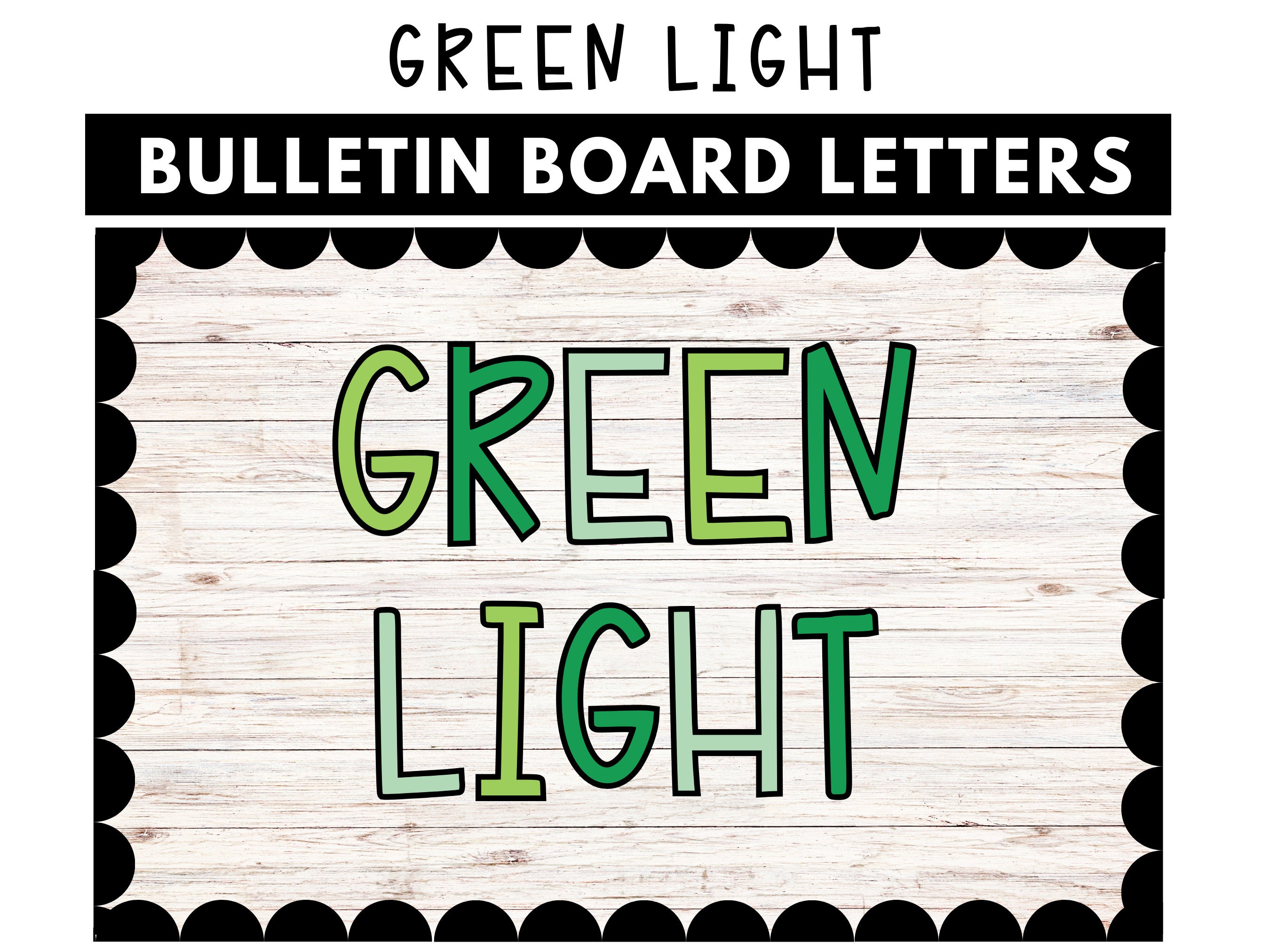 Green Light Bulletin Board Letters | Printable DIY | Instant Download ...