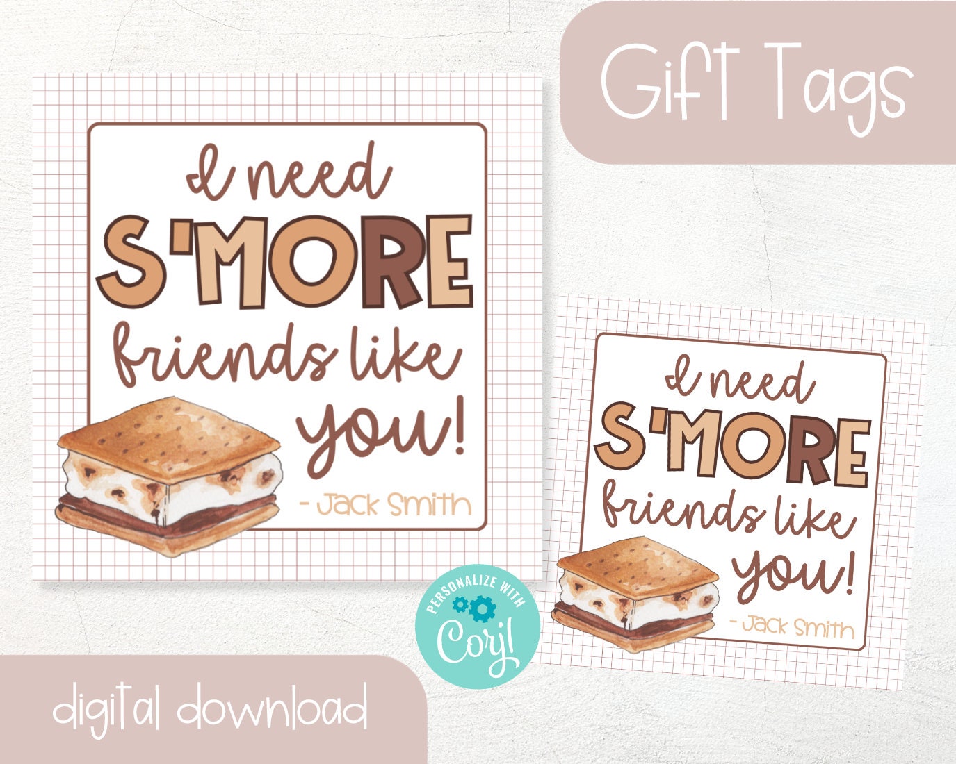 S'more Friends Like You | S'mores Valentine's Day | Gift Tag | Editable ...