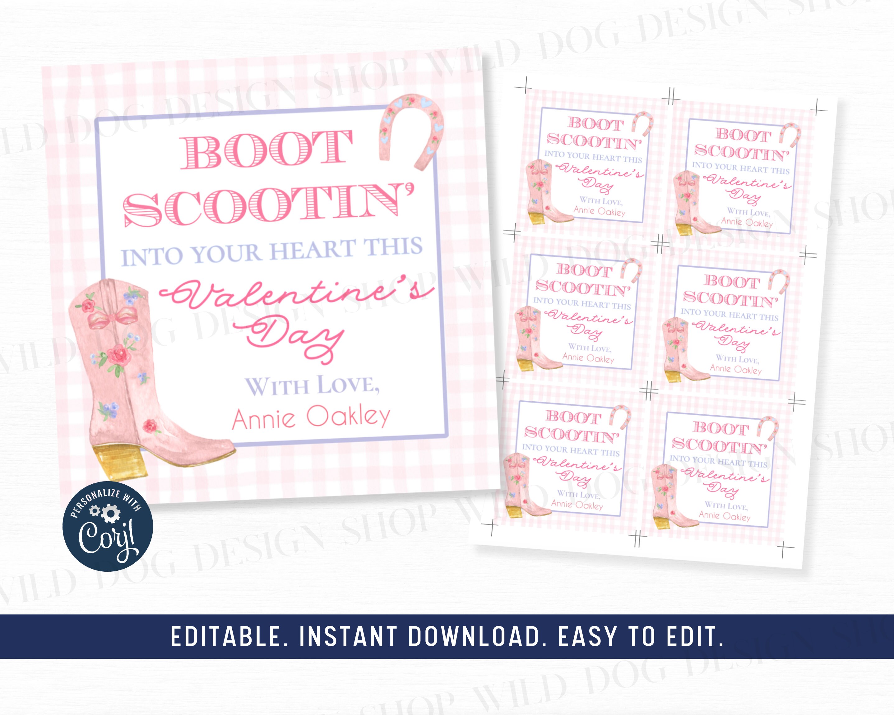 Cowgirl Boot | Gingham Grand Millennial | Valentine's Day | Gift Tag ...