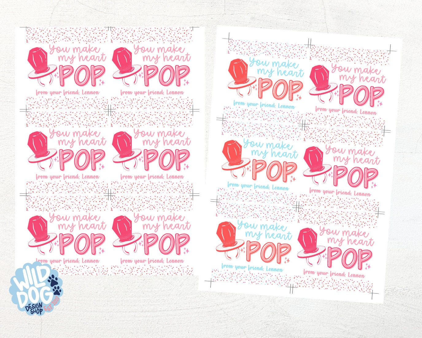 Make My Heart Pop Ring Pop Valentine's Day Gift Tag Editable Instant ...