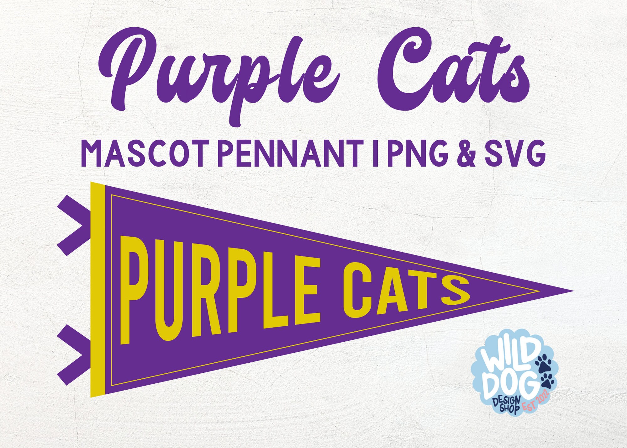 Purple Cats Mascot | Pennant | Purple and Gold | PNG SVG - Etsy