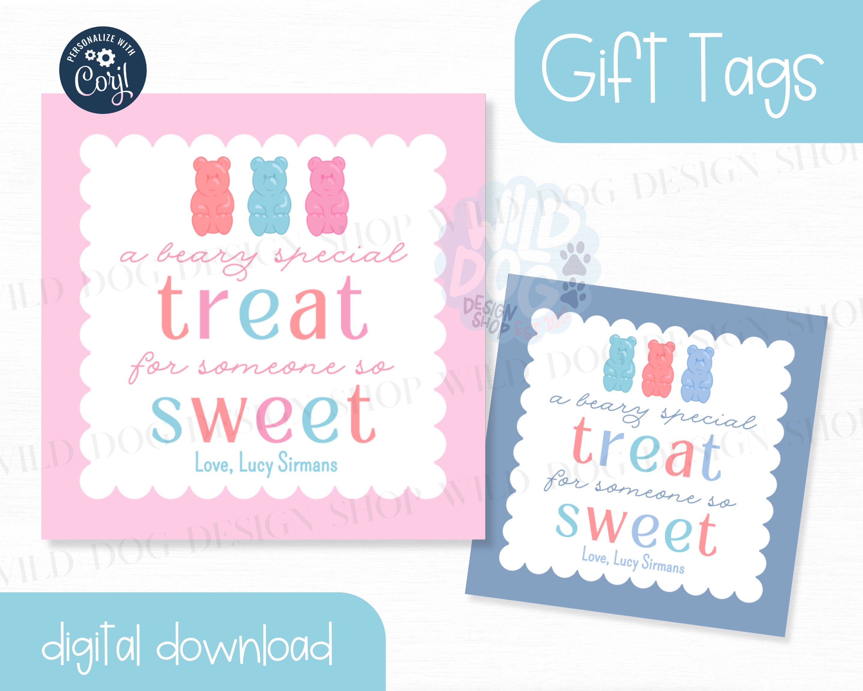 Gummy Bear Valentine's Day Gift Tag | Editable Template (digital ...