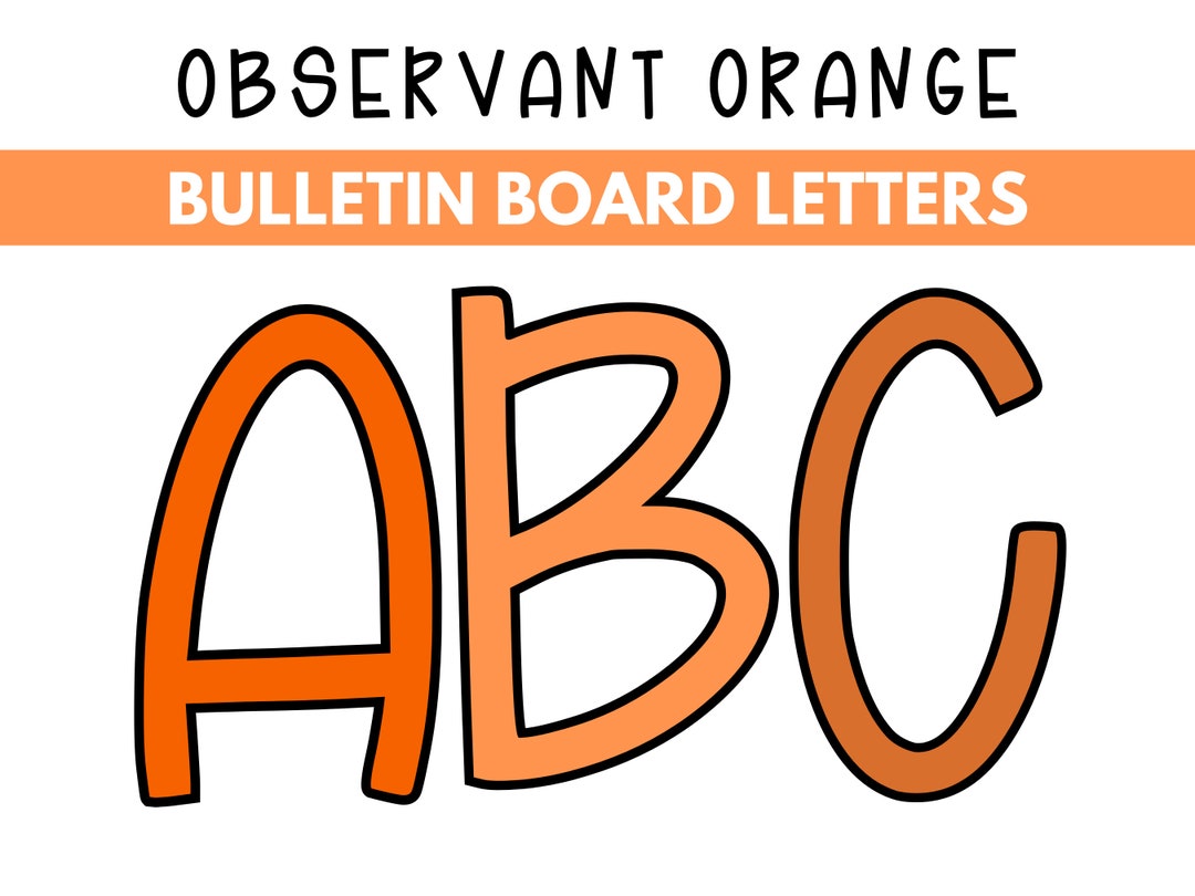 Observant Orange Bulletin Board Letters | Printable DIY | Instant ...