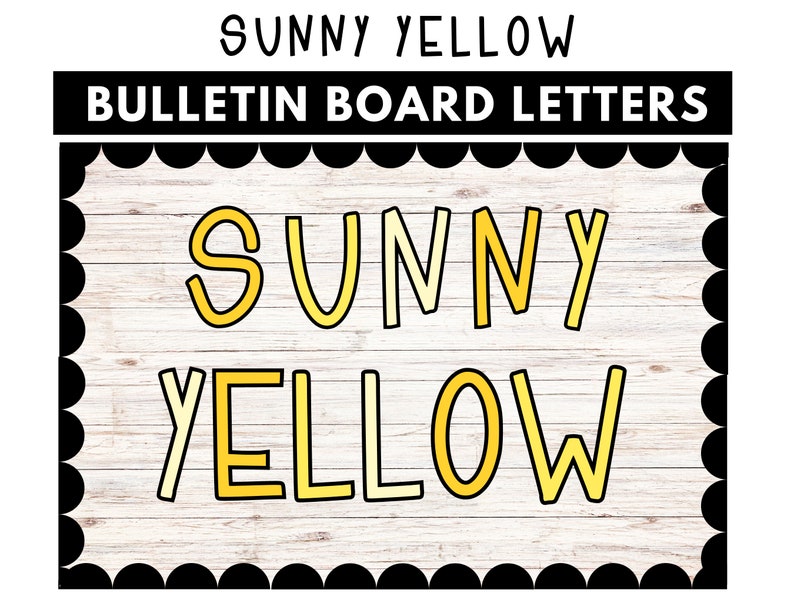 Sunny Yellow Bulletin Board Letters | Printable DIY | Instant Download ...