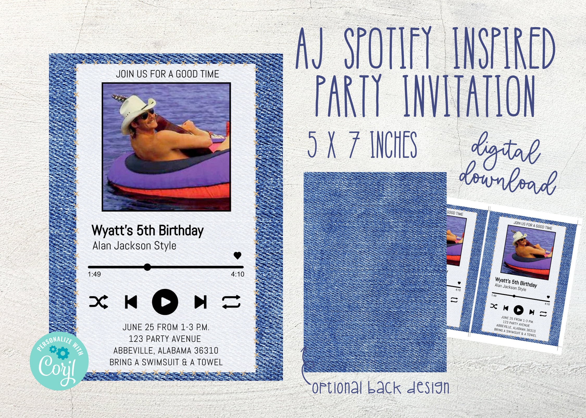Alan Jackson Country Spotify Party Editable Invitation Instant Download ...