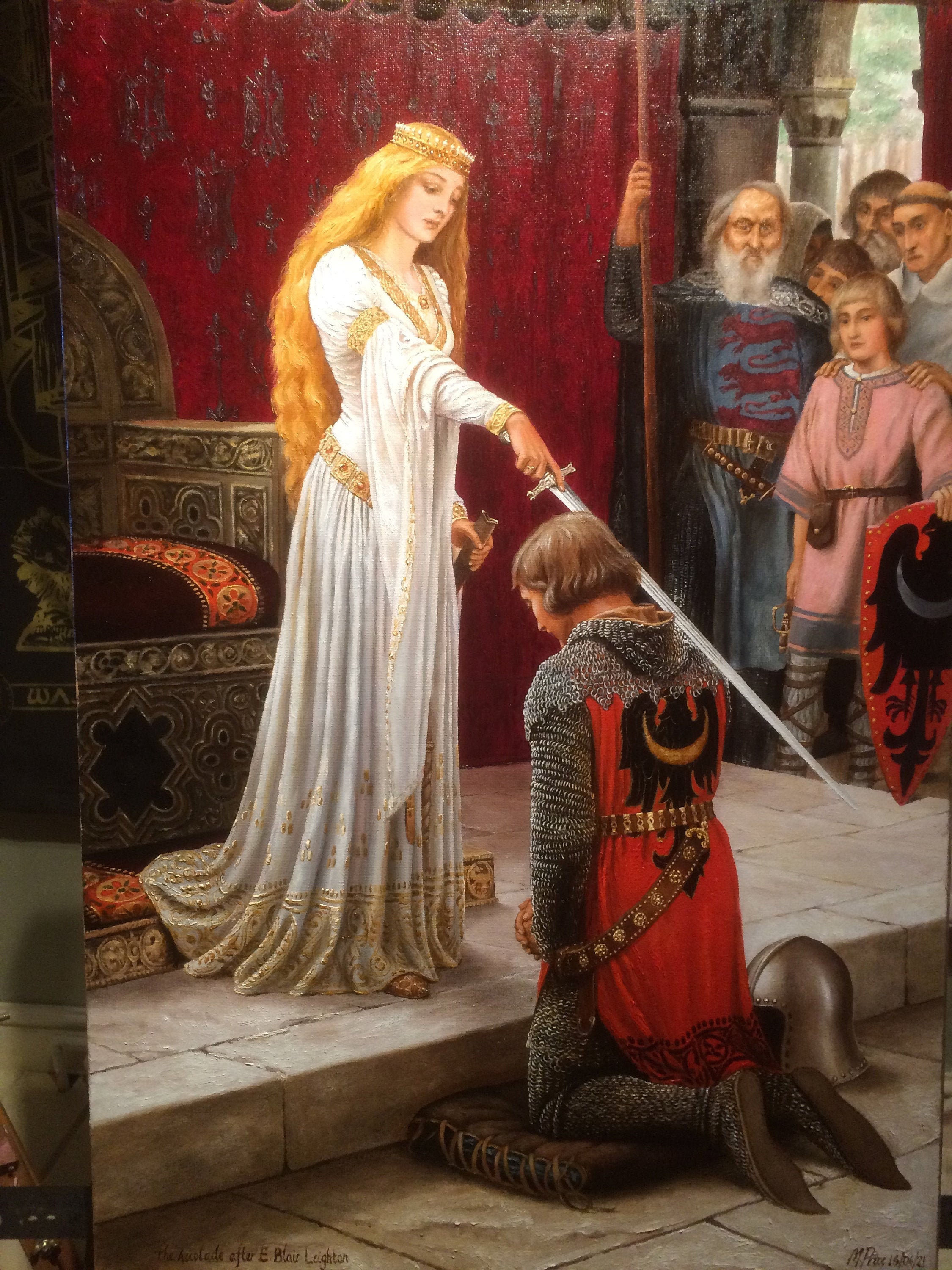 The Accolade After E. Blair Leighton 20 X 30 Box Canvas, Completed Oil ...