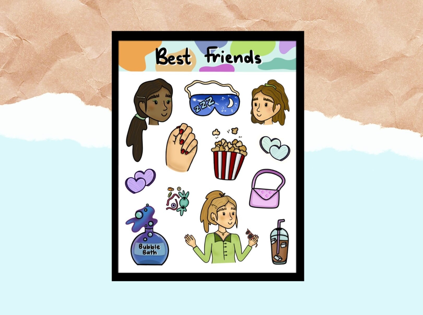 Best Friends Gift Sticker Sheet BFF Friendship Friends - Etsy