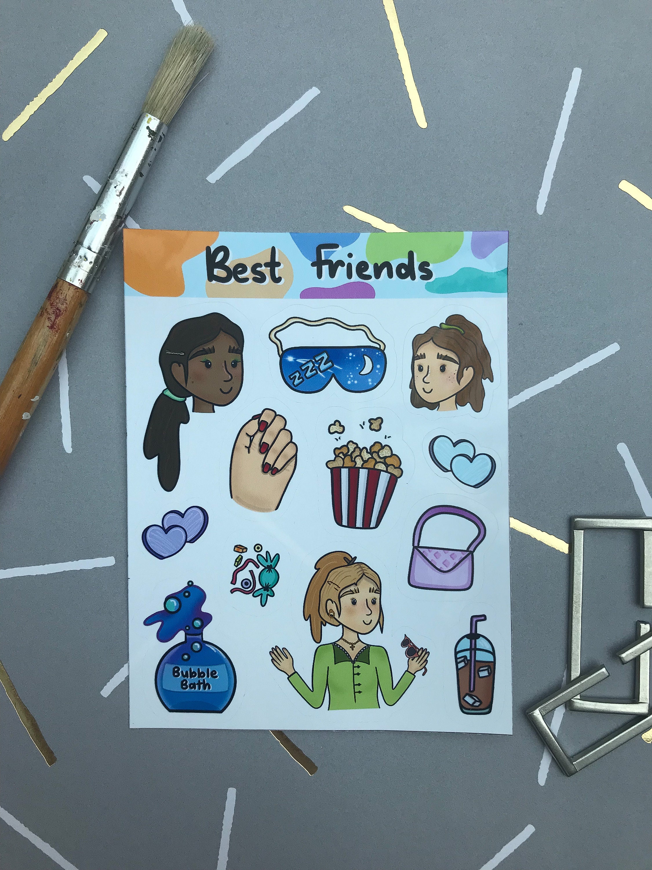 Best Friends Gift Sticker Sheet BFF Friendship Friends | Etsy