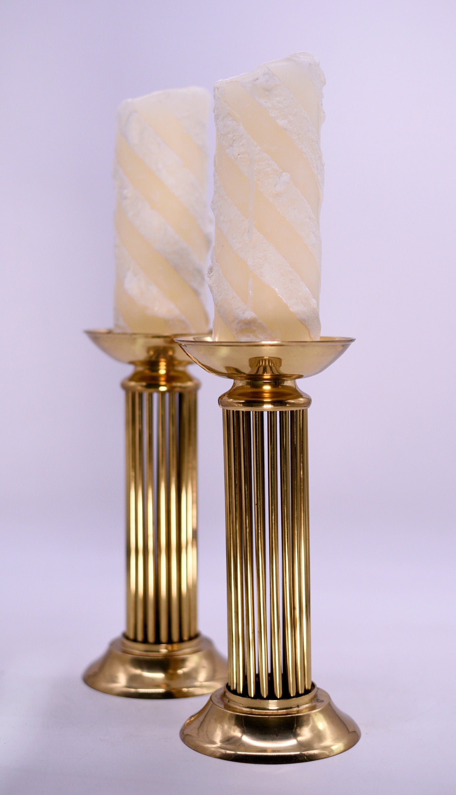Vintage Classical Pillar Candle Holders in Brass - A Pair - Etsy