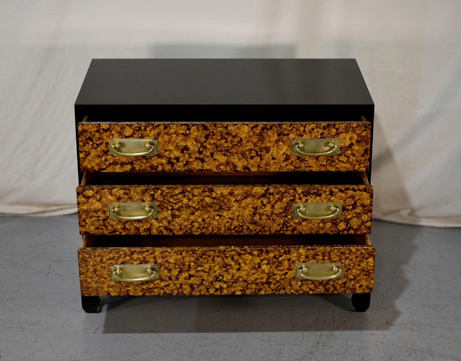 Mid Century Chinoiserie Faux Tortoise Shell Three Drawer Cabinet - Etsy
