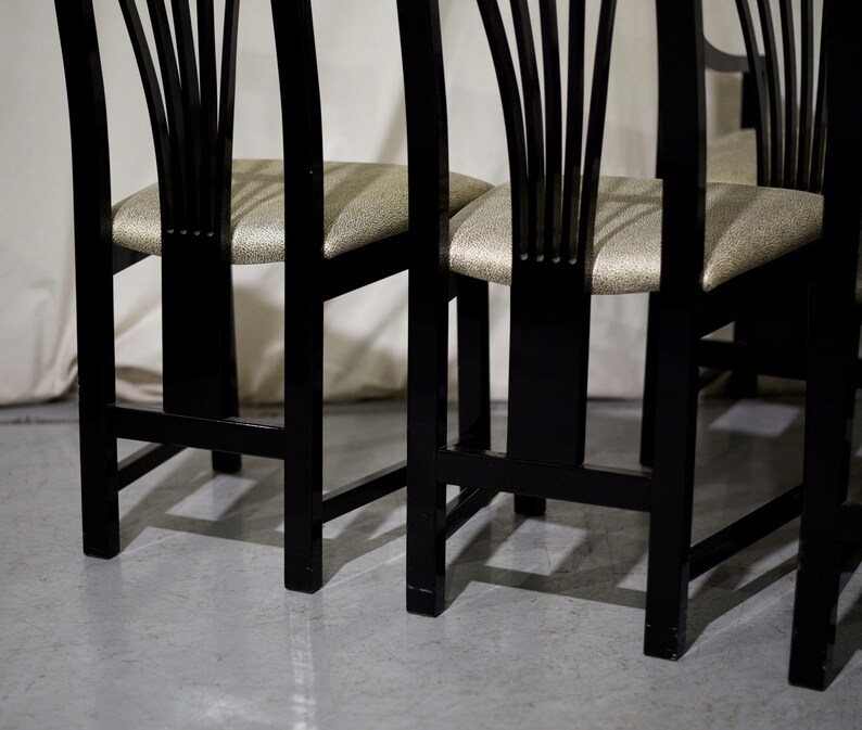 1980 Modern Black Lacquer Dining Chairs Made in Italy Set of 6 - Etsy