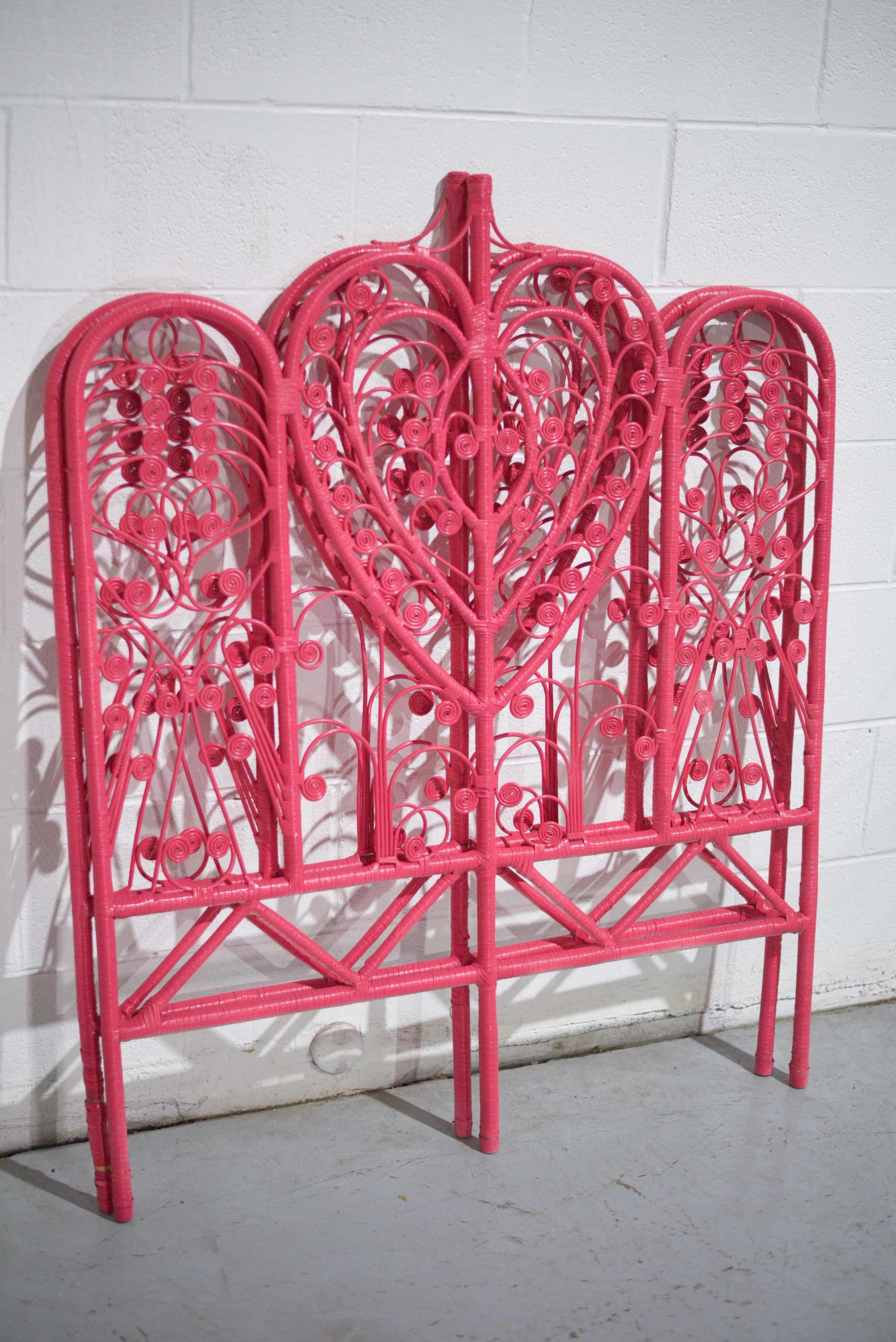 Mid Century Boho Chic Rattan Heart Motif Twin Headboards - A Pair - Etsy