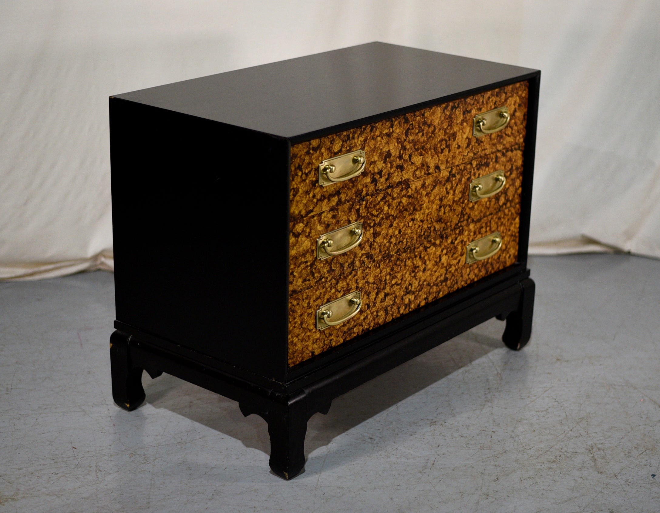 Mid Century Chinoiserie Faux Tortoise Shell Three Drawer Cabinet - Etsy