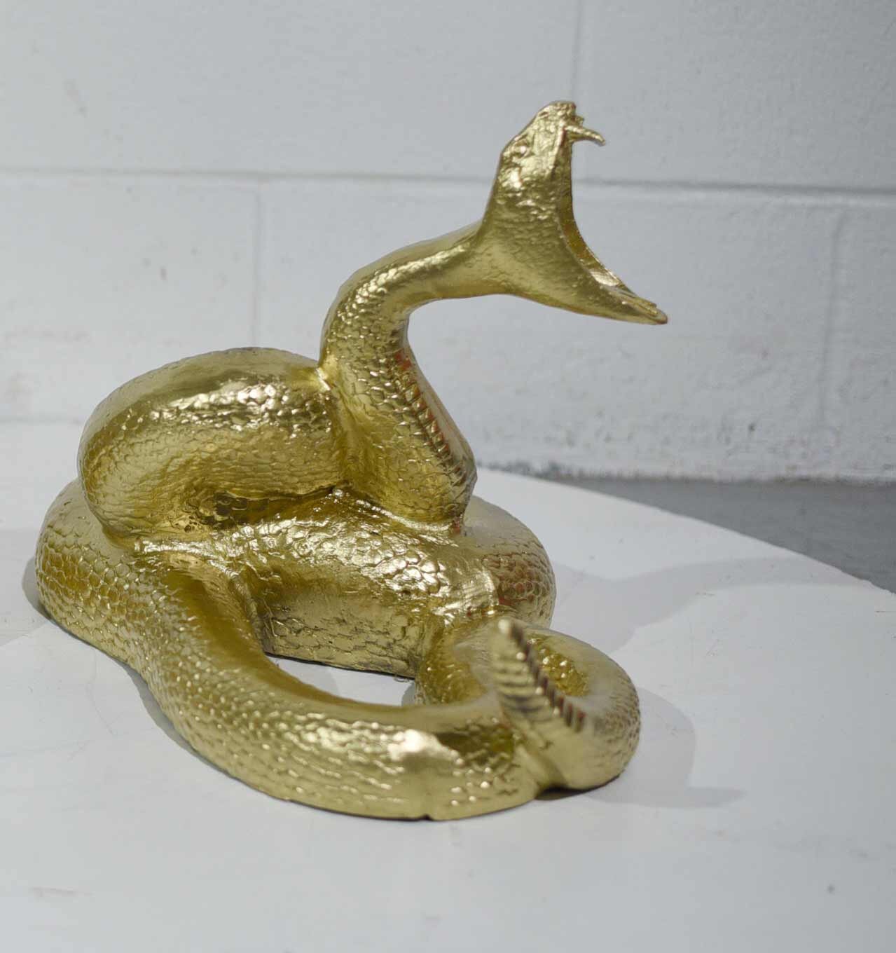 Vintage Gilded Coiled Cast Metal Rattlesnake Statue - Etsy