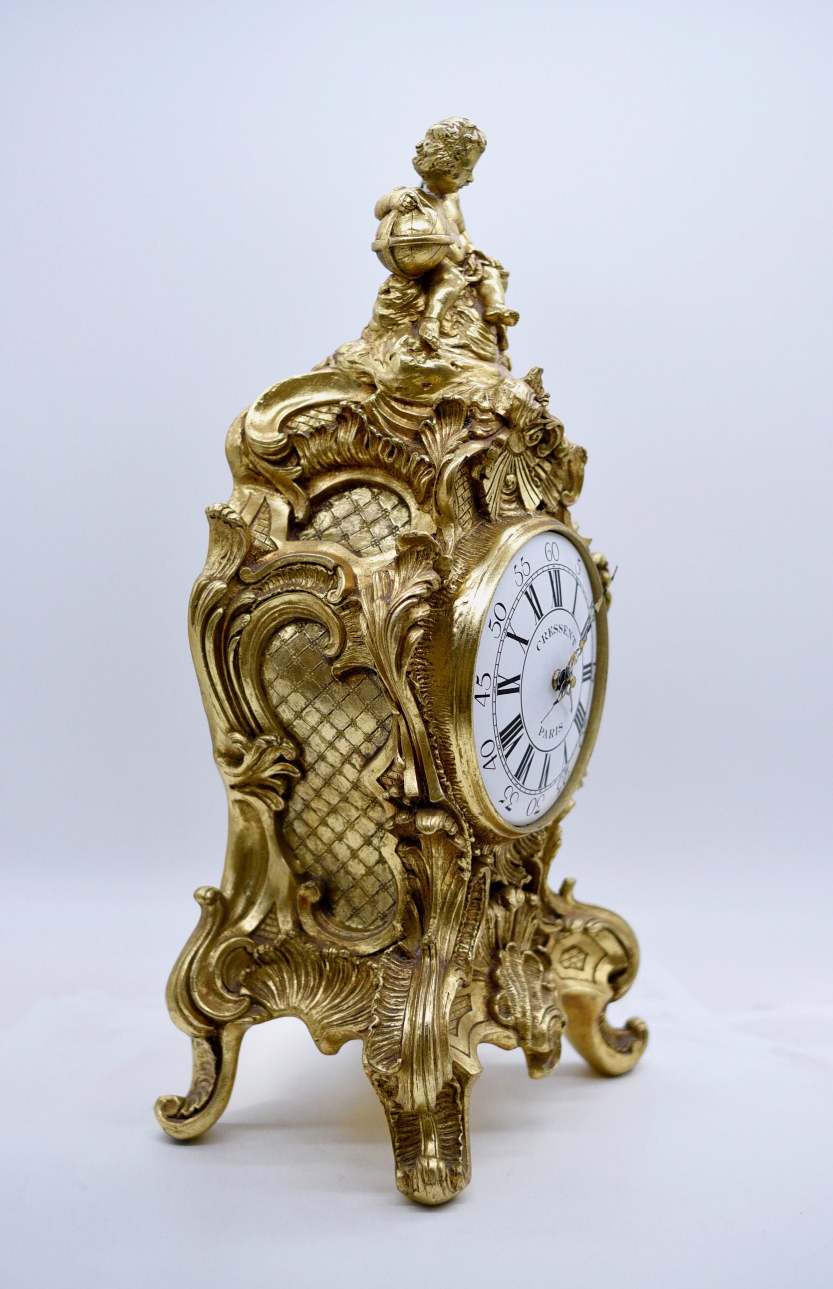 Rococo Antique French Mantel Clock Antique French Rococo Style Bronze