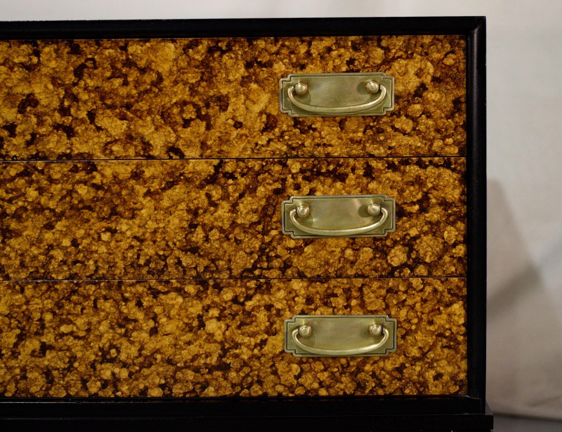 Mid Century Chinoiserie Faux Tortoise Shell Three Drawer Cabinet - Etsy