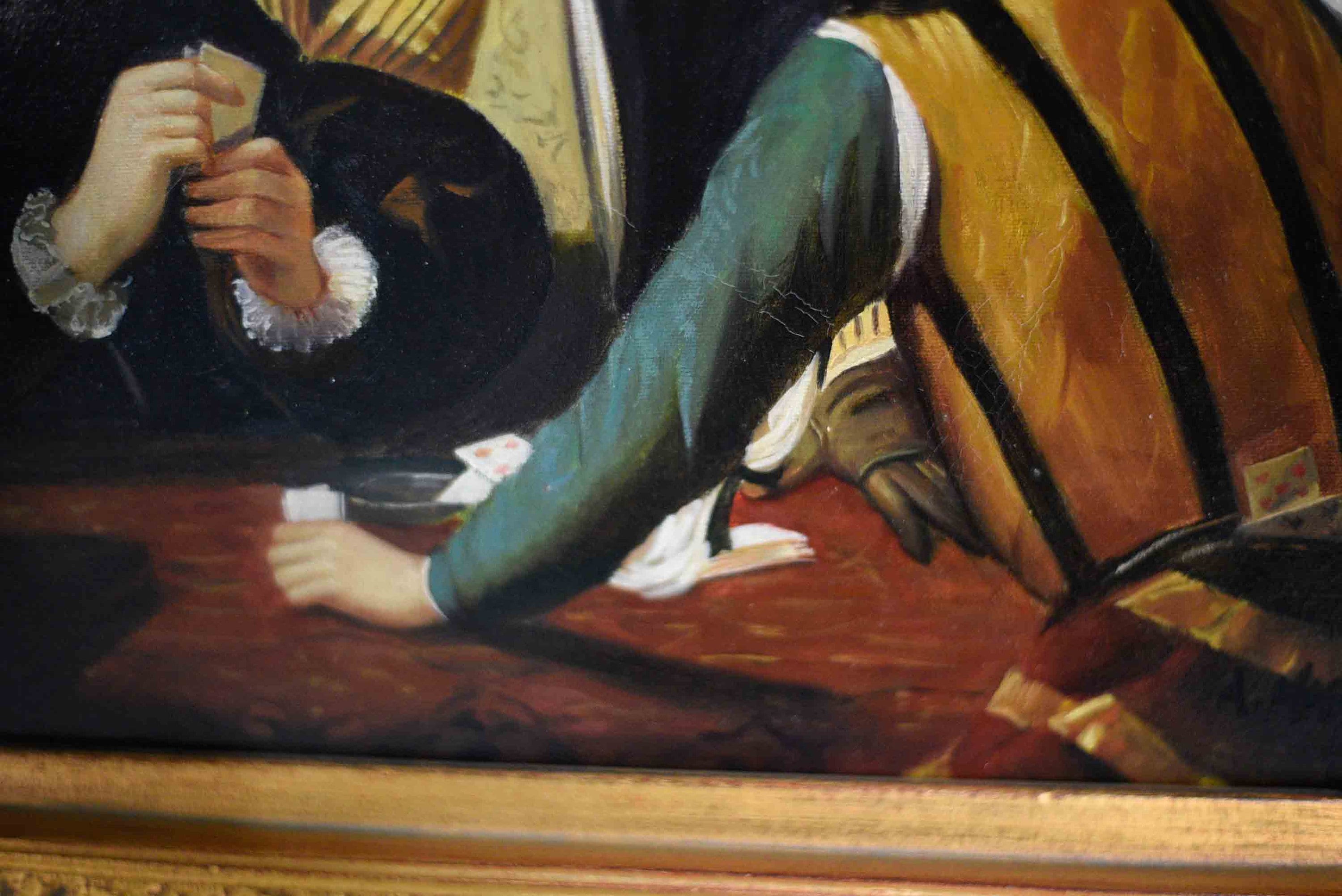 Caravaggio the Cardsharps Painting Reproduction With Gold Ornate Frame ...