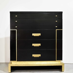 Mid Century Art Deco Style Gold Leafed Chest in Black by Sieling Modern ...