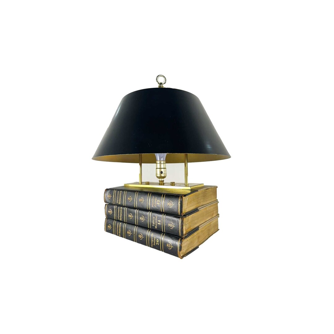 Mid Century Encyclopedia Britannica Leather Book Stack Table Lamp - Etsy