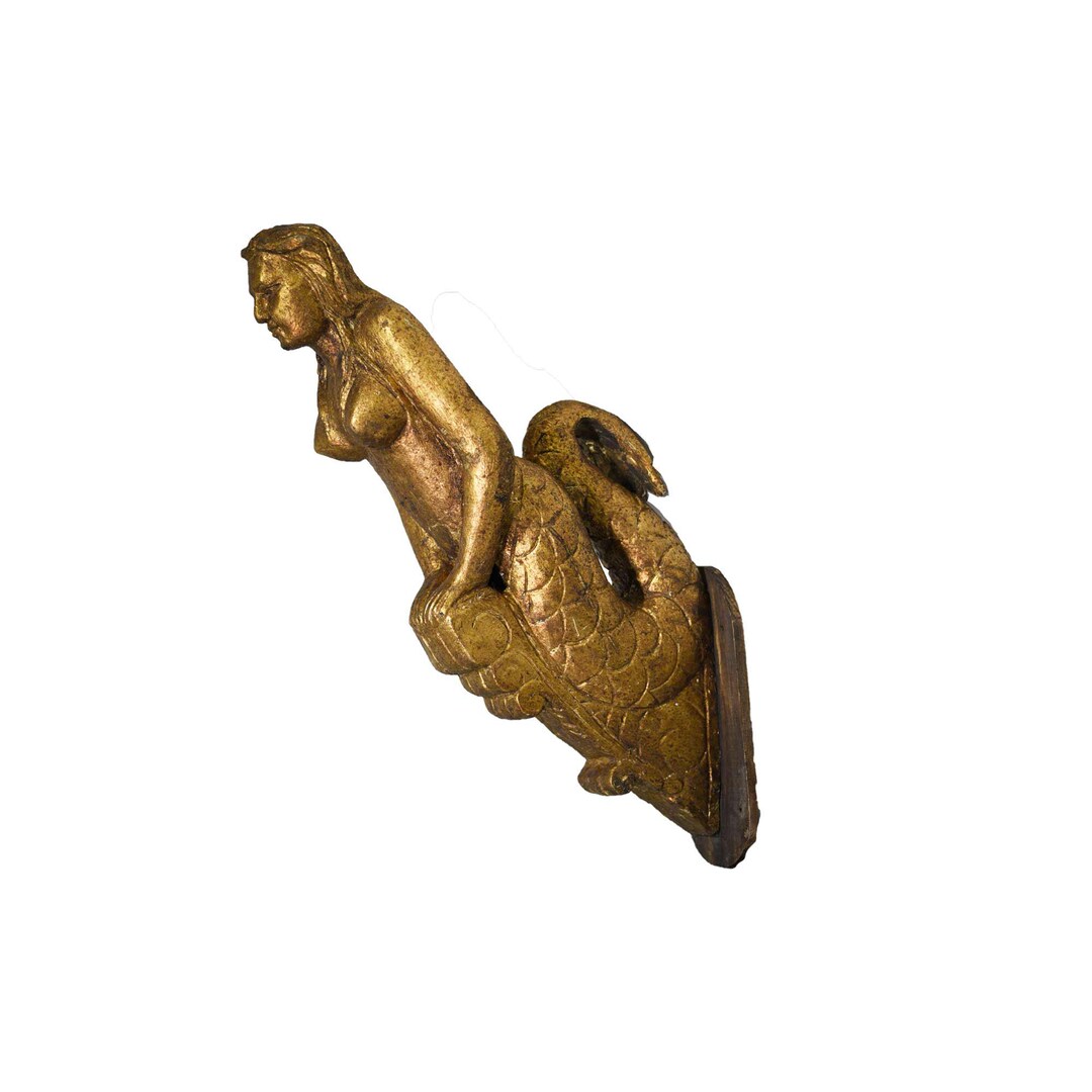 Vintage Carved Wooden Figurehead Gold Leaf Mermaid Bow of the Ship - Etsy