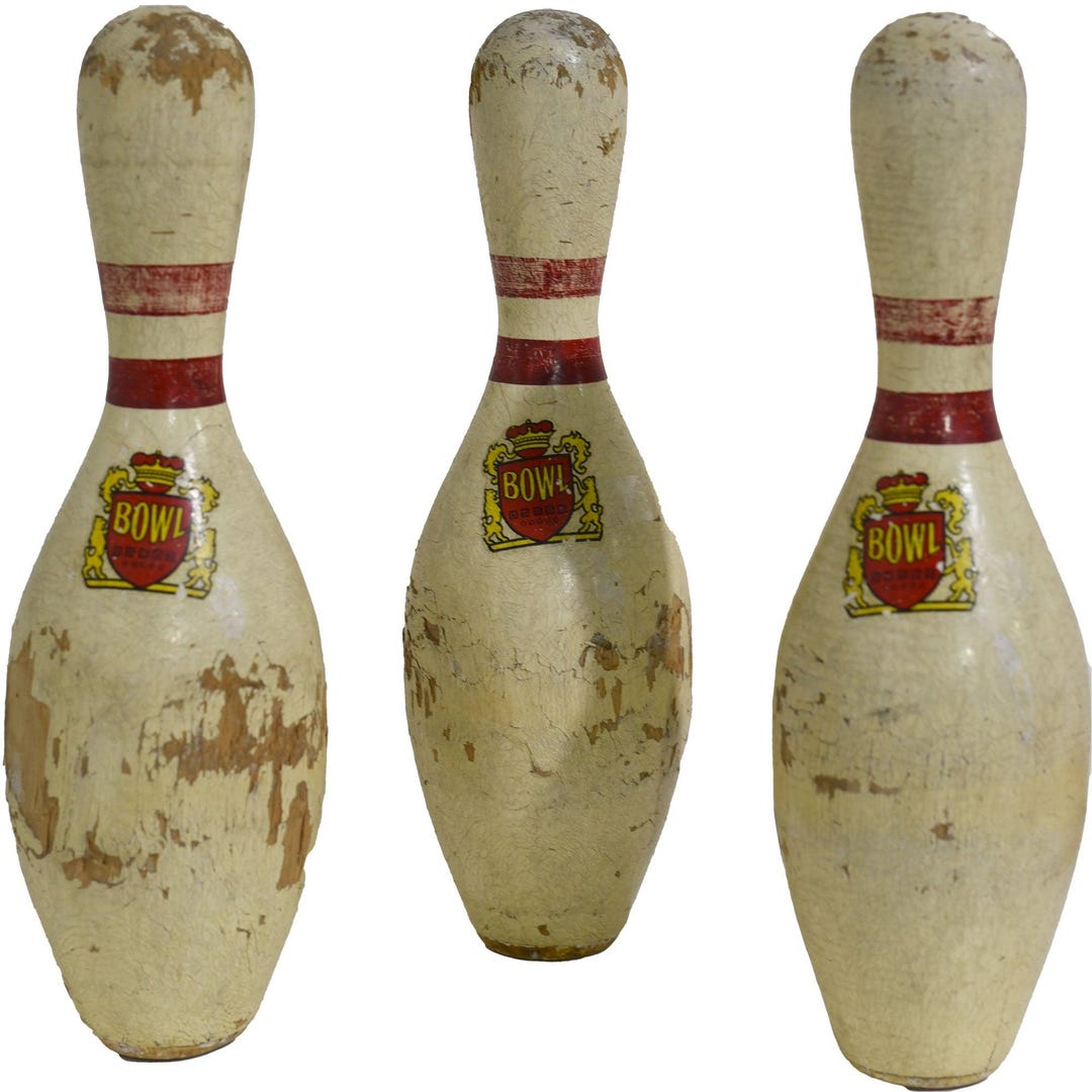 Vintage Red Crown Brunswick Bowling Pins - 3 Pieces - Etsy