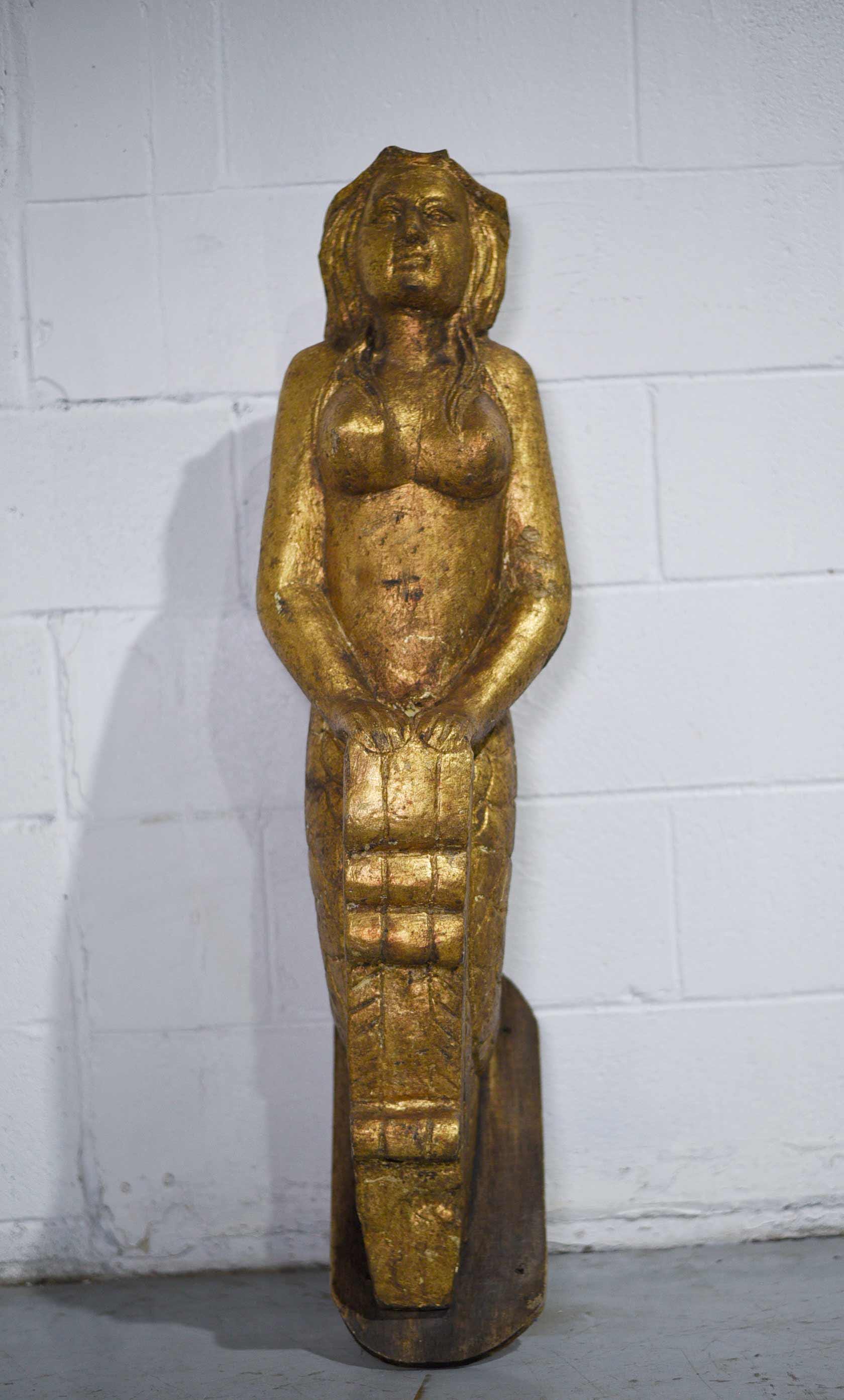 Vintage Carved Wooden Figurehead Gold Leaf Mermaid Bow of the Ship - Etsy