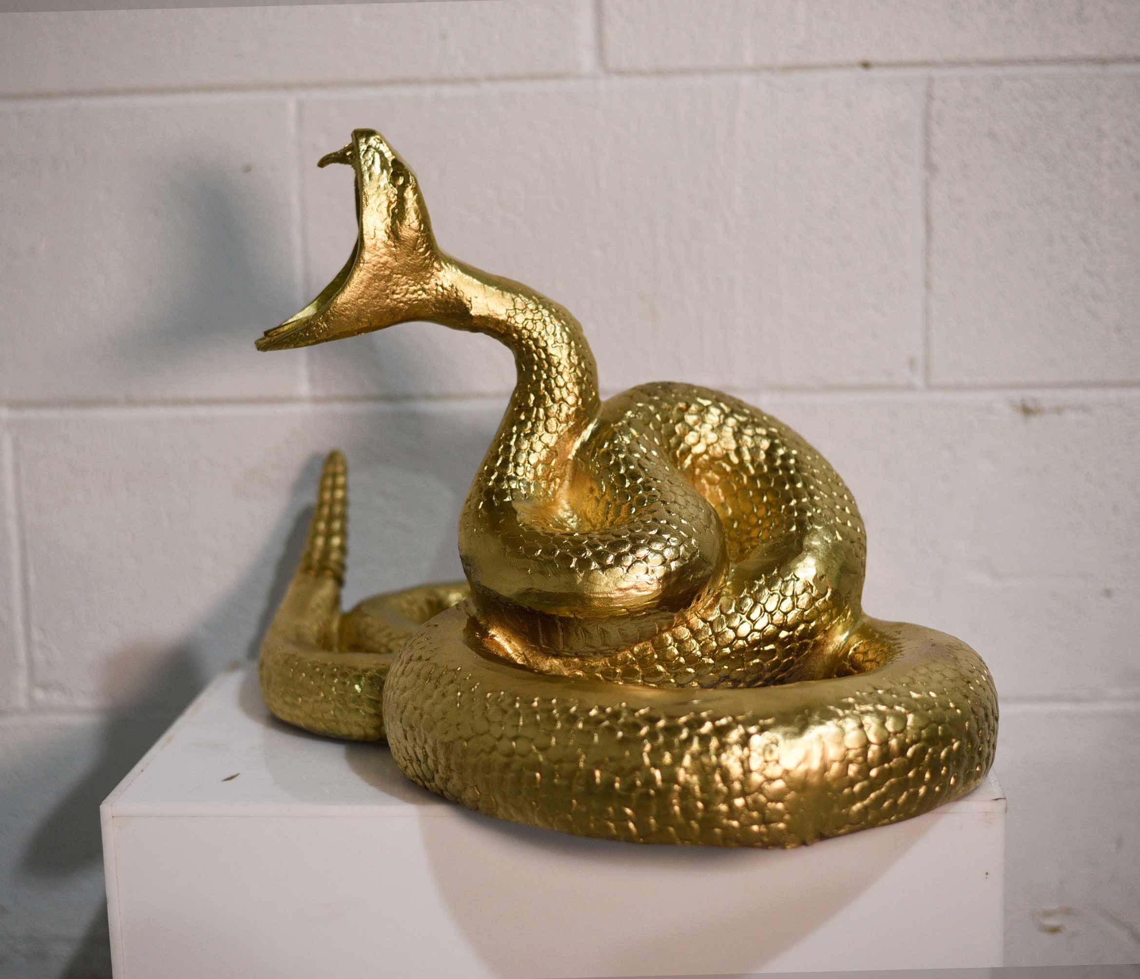 Vintage Gilded Coiled Cast Metal Rattlesnake Statue - Etsy