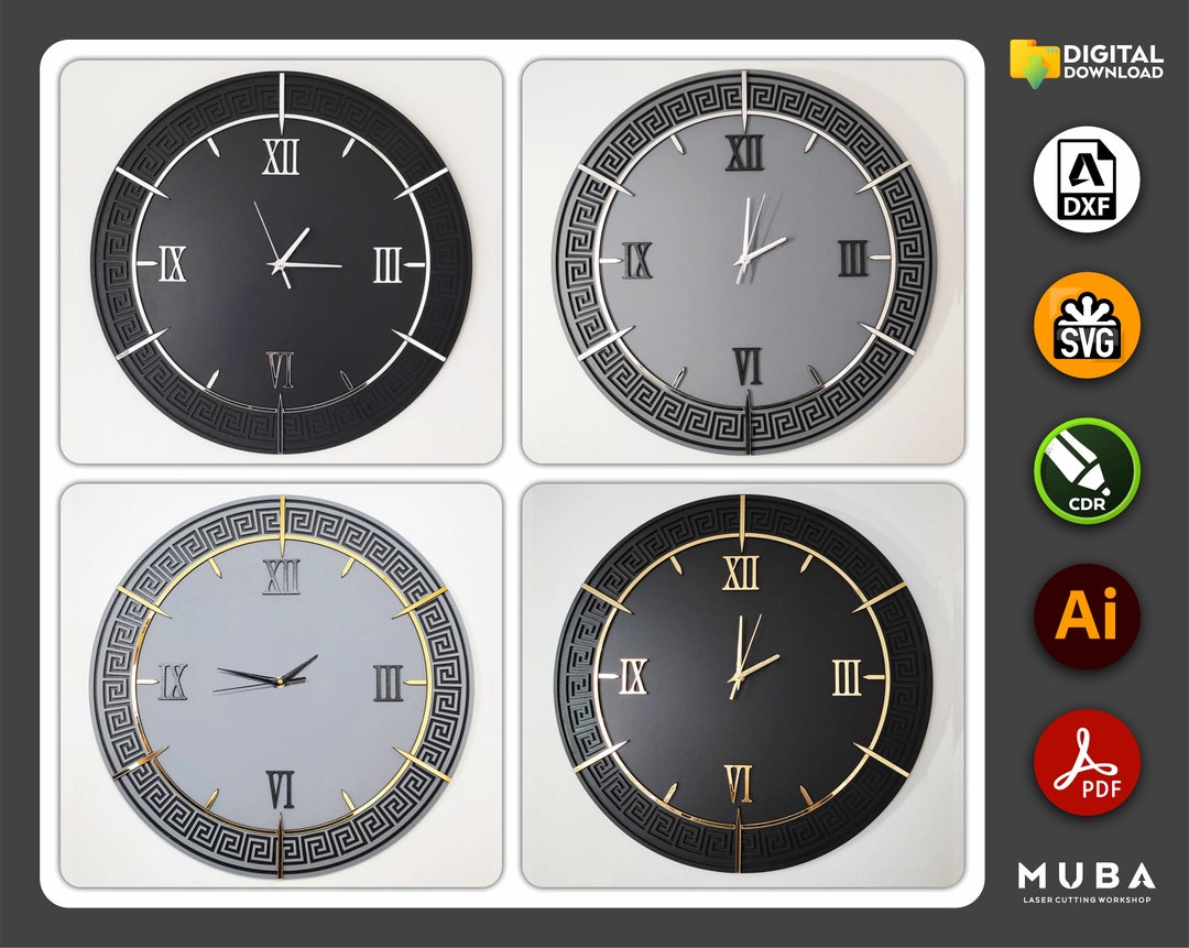 Wall Clock SVG, Watch Models, Wall Decor Clocks, SVG Files for Laser ...
