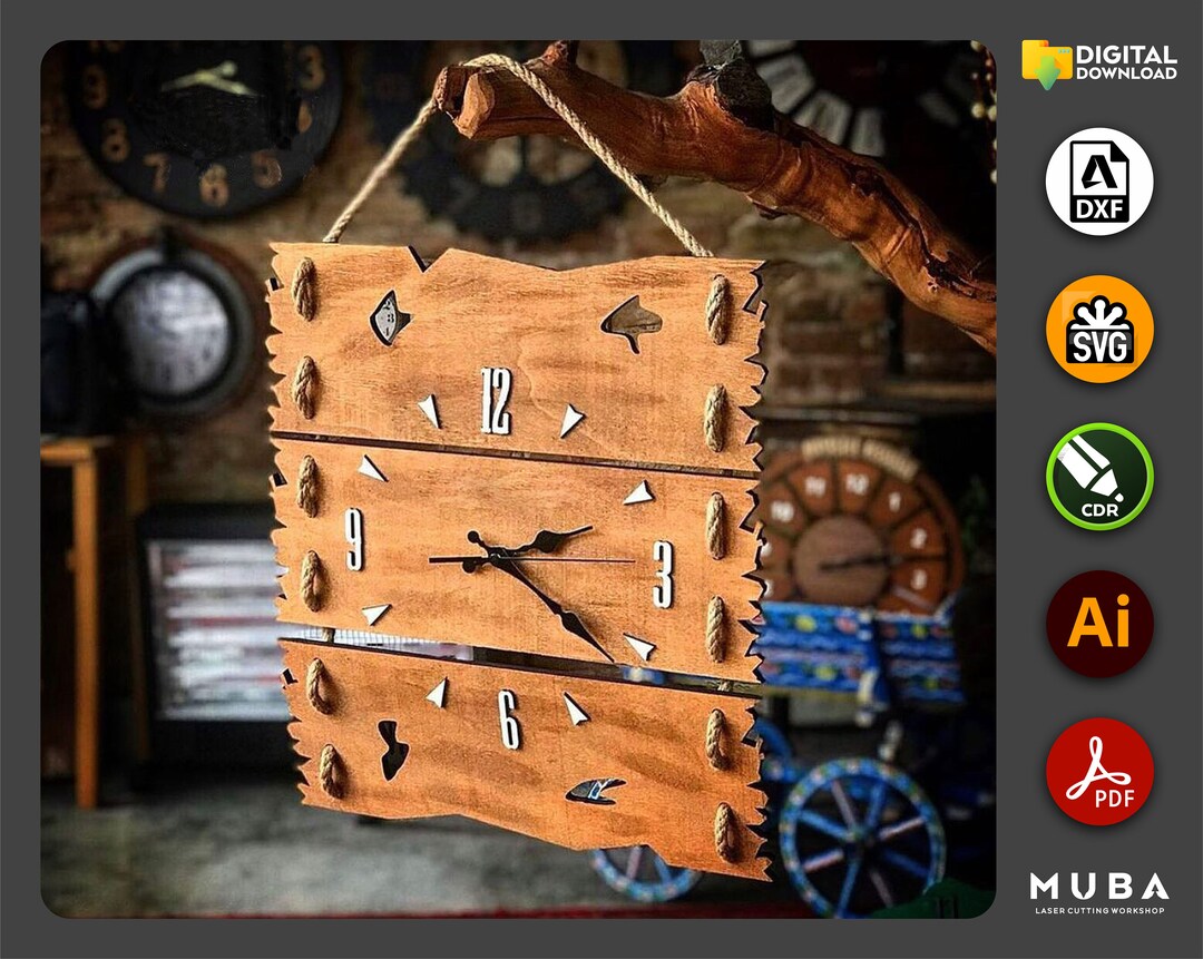 Wall Clock SVG, Watch Models, Wall Decor Clocks, DXF Files for Laser ...