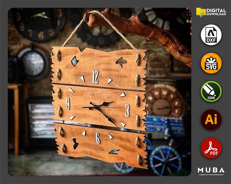 Wall Clock SVG Watch Models Wall Decor Clocks DXF Files for - Etsy