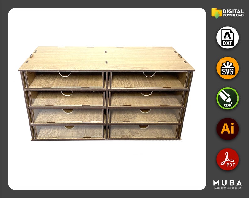 Laser Cut Desktop Organizer SVG Hobby Storage Box Drawer - Etsy