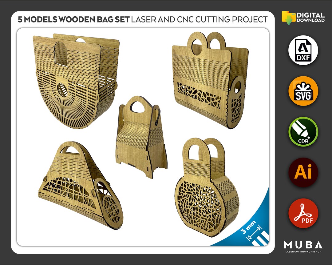 Laser Cut Handbag, Bundle Svg File, Glowforge, Clutch, Laser Cut File ...