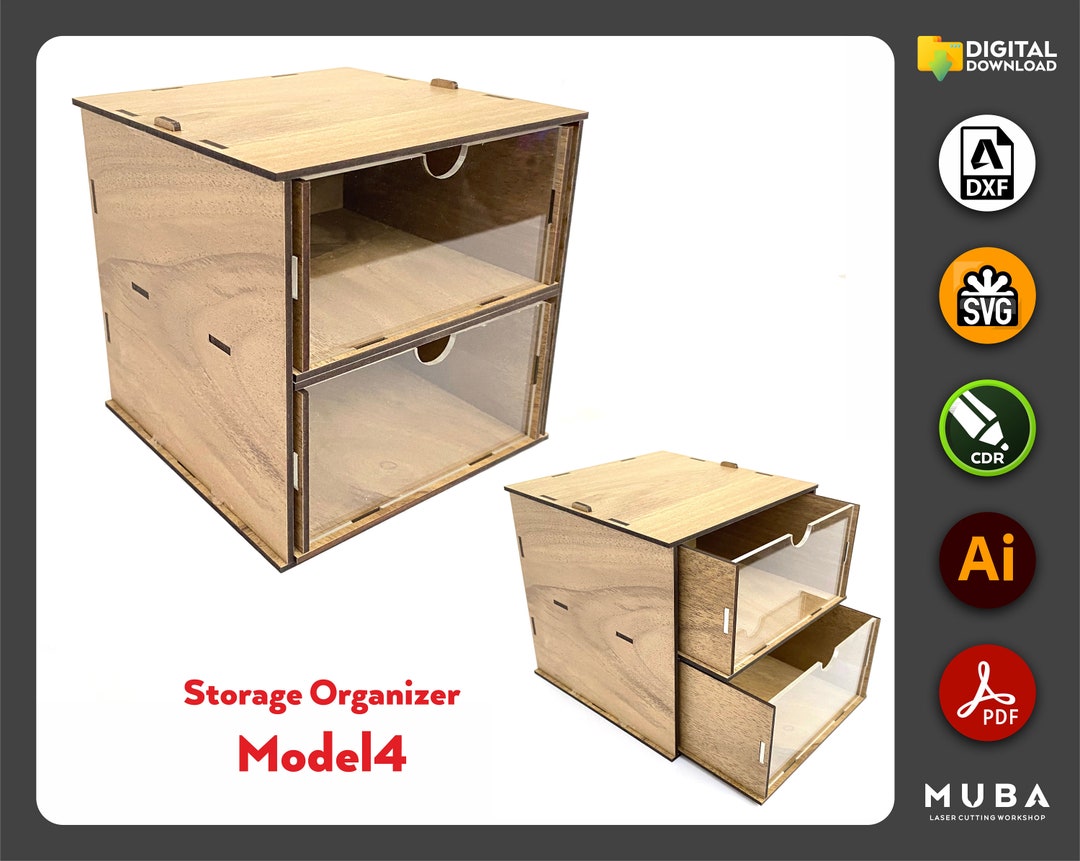 Laser Cut Desktop Organizer SVG, Hobby Storage Box, Drawer Organizer ...