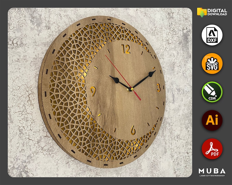 3 Sizes Wall Clock SVG Watch Models Wall Decor Clocks DXF - Etsy