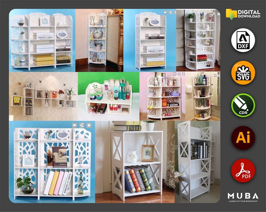 50 Wooden Shelf Rack Storage Svg Files for Laser Cut, Wall Shelf ...