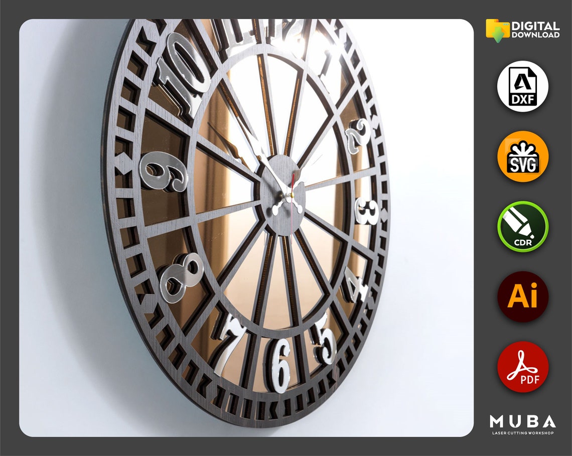 Wall Clock SVG, Watch Models, Wall Decor Clocks, SVG Files for Laser ...
