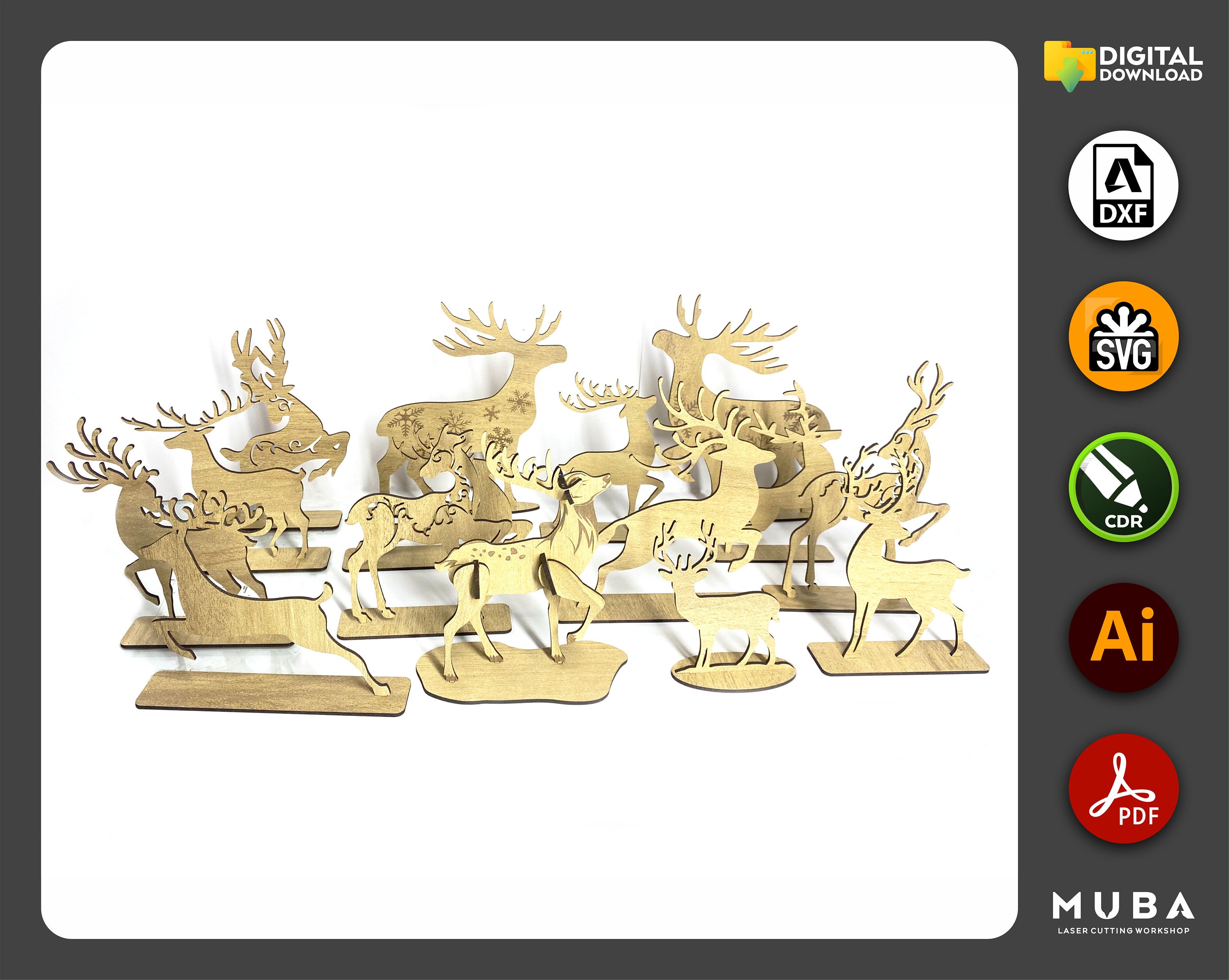 15 Models Christmas Standing Reindeer SVG, Christmas Deer, 3D Puzzle ...
