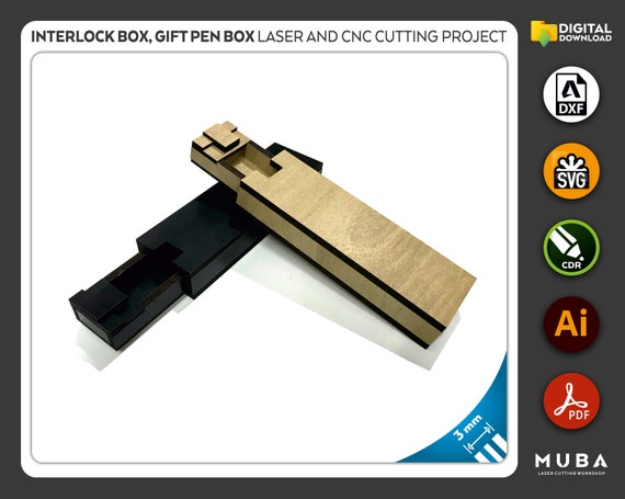 Interlock Wooden Pen Box Gift Jewellery Box 3mm Digital File - Etsy